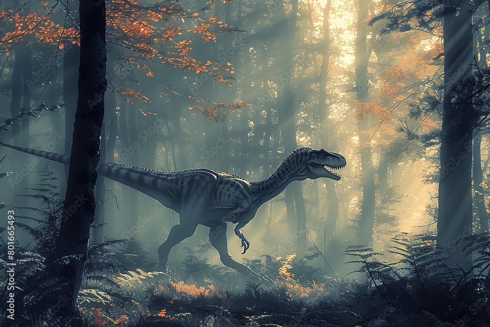 A professional photo captures the Velociraptor dinosaur in its natural ...