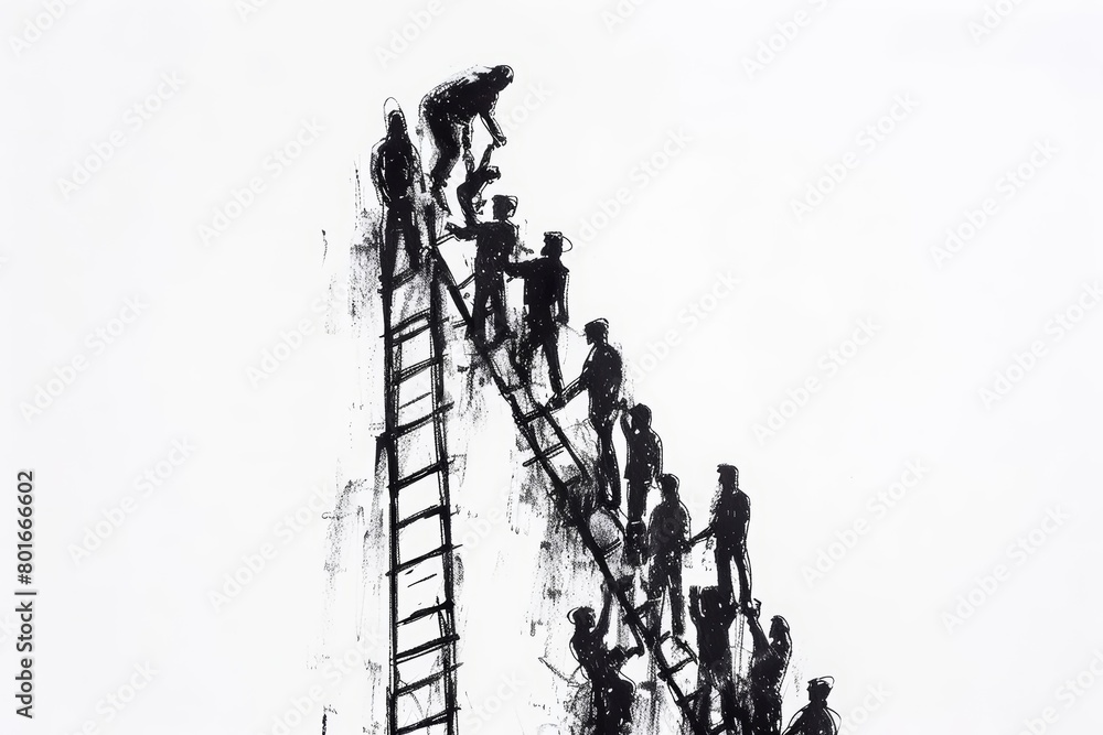 Leadership development is illustrated in an ink drawing, showcasing a ...