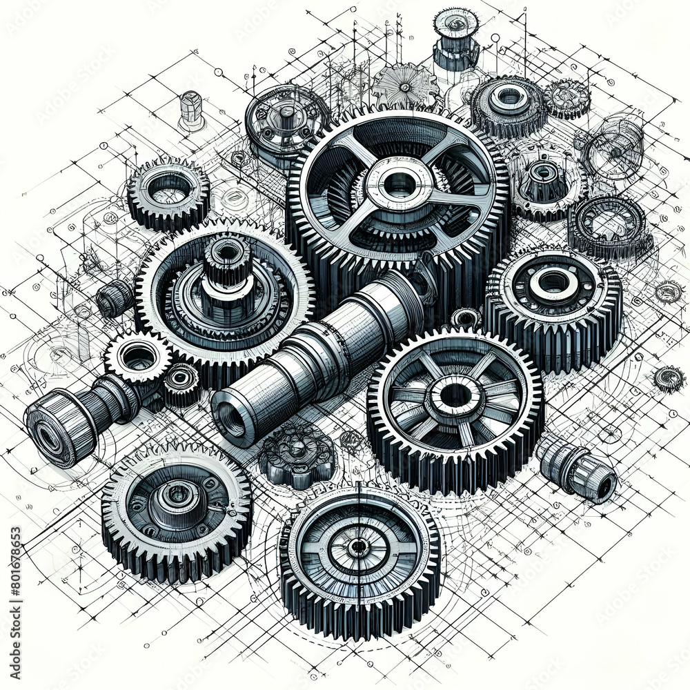 Industrial Mechanical Engineering Gears Bearings Parts Working Design ...