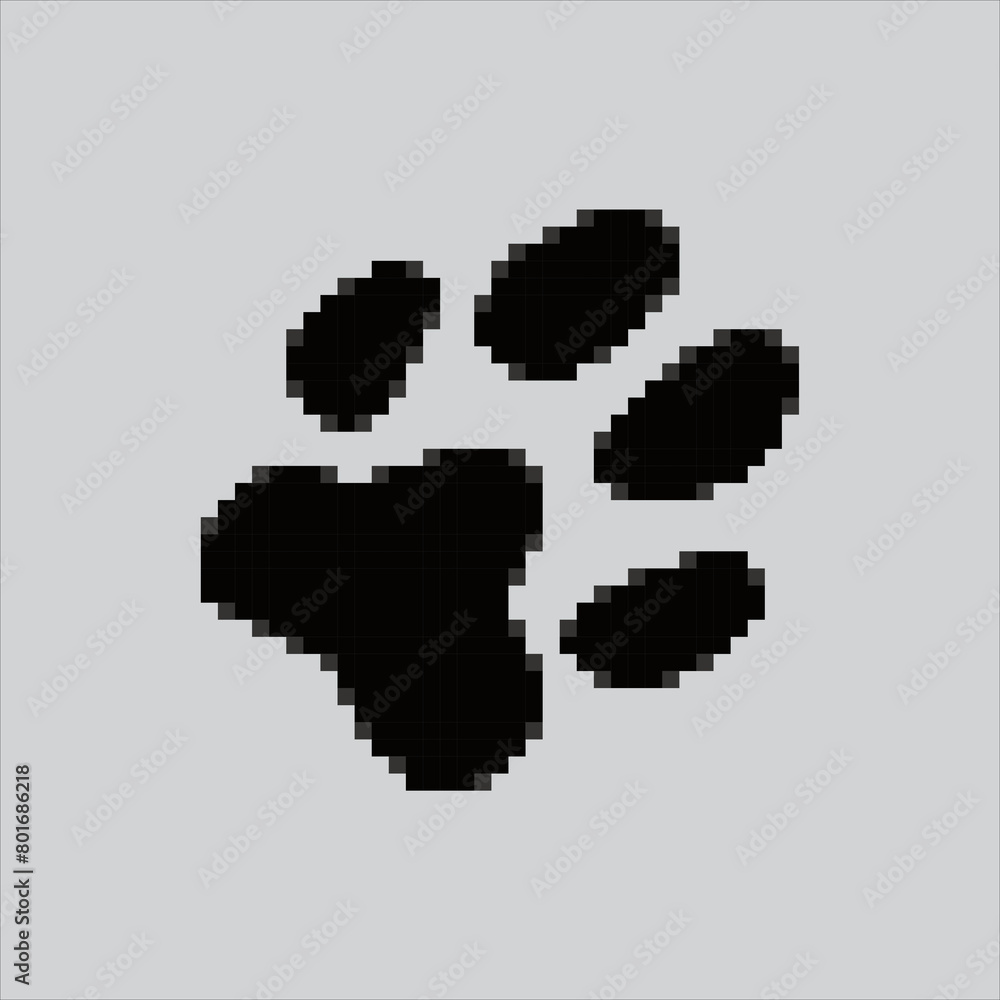 Pixel art illustration Cat Dog Paw. Pixelated Cat Dog Paw print. Cat ...
