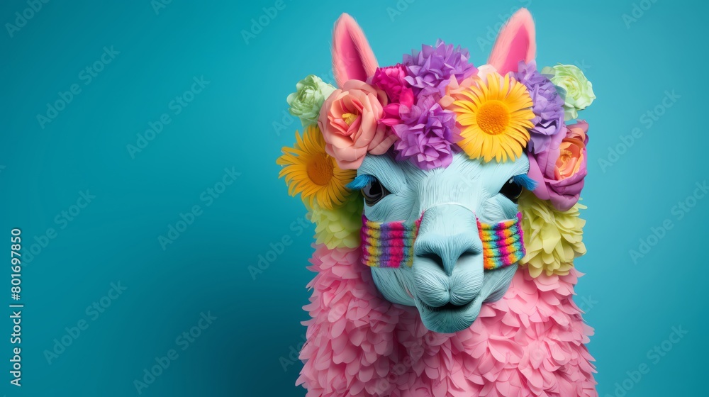 A vibrant llama pinata makeover featuring bright pastel colors and ...