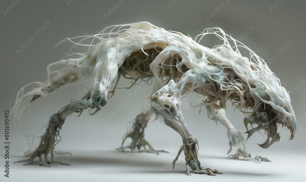 Creepy white sculptural creature with branch-like limbs and a haunting ...