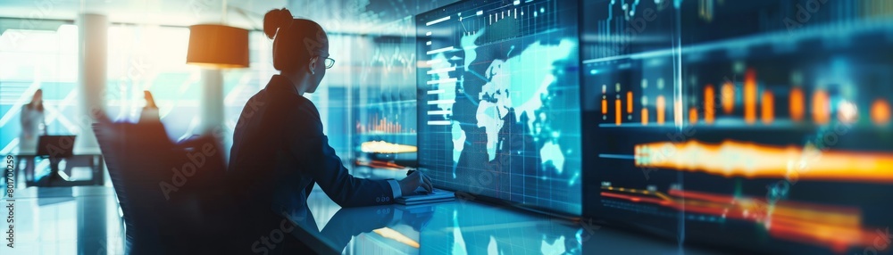 Financial analysts in a corporate boardroom, presenting innovative risk ...