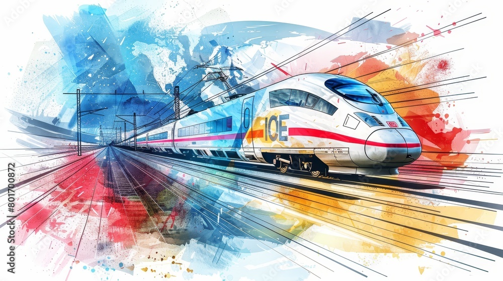 high speed train heading to France, modern stylized drawing Stock ...
