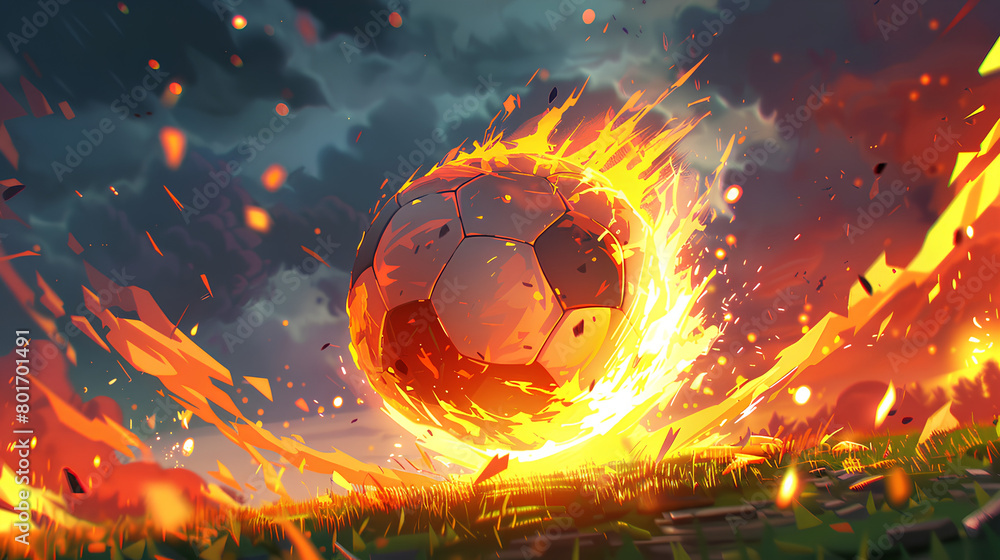 fiery football, fireball, beautiful, dark background, black background ...