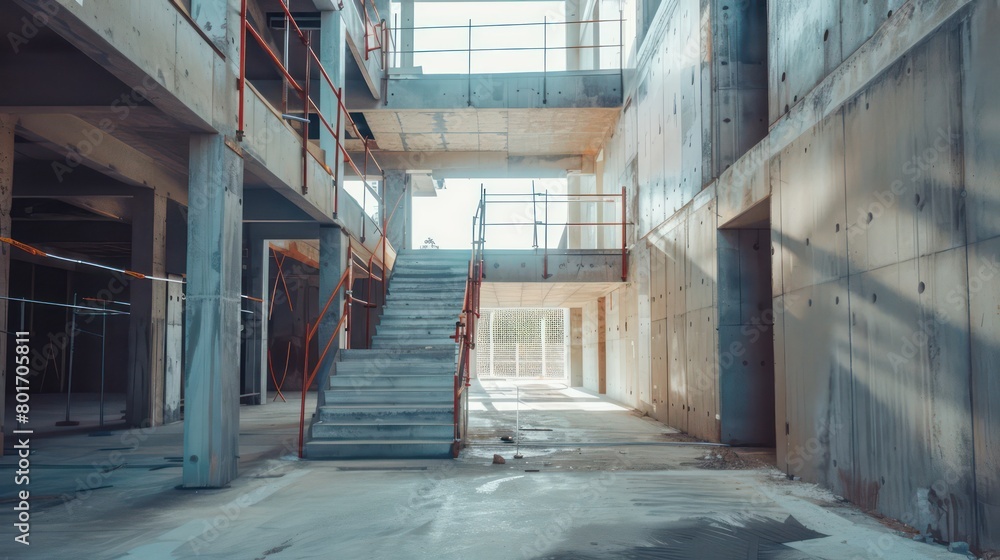 concrete construction, inside the building during construction Stock ...