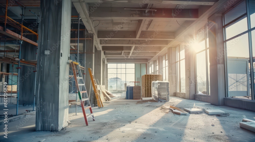 concrete construction, inside the building during construction Stock ...