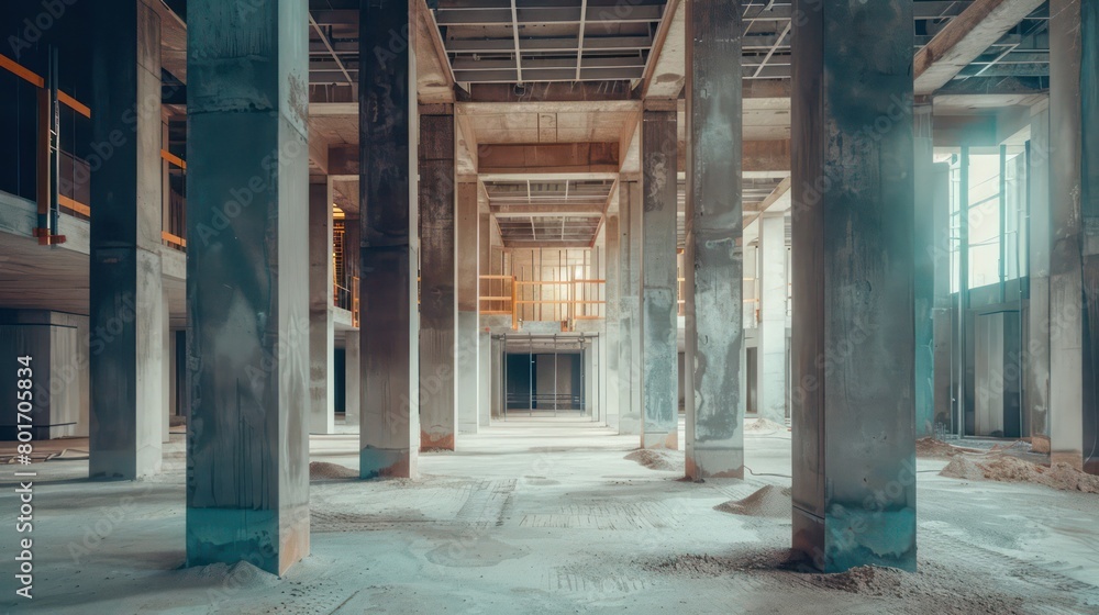 concrete construction, inside the building during construction Stock ...