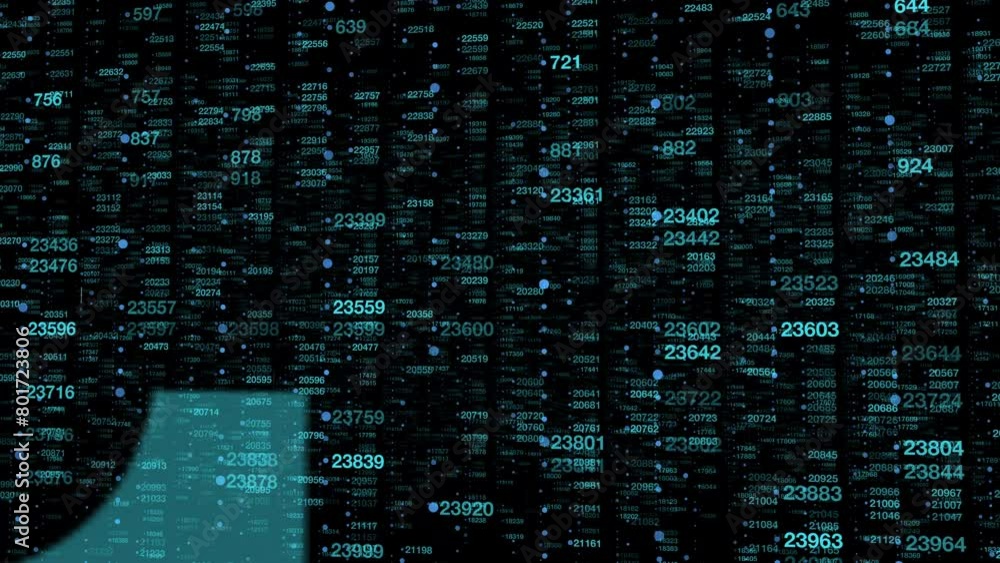 Aqua numbers float on electric blue background in urban design ...