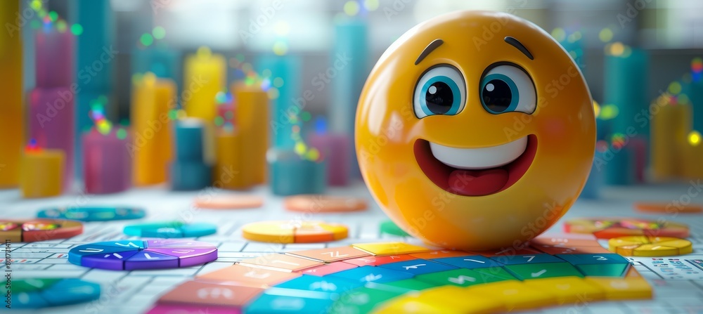 Awkward 3D icon emoji on virtual space technology background ...