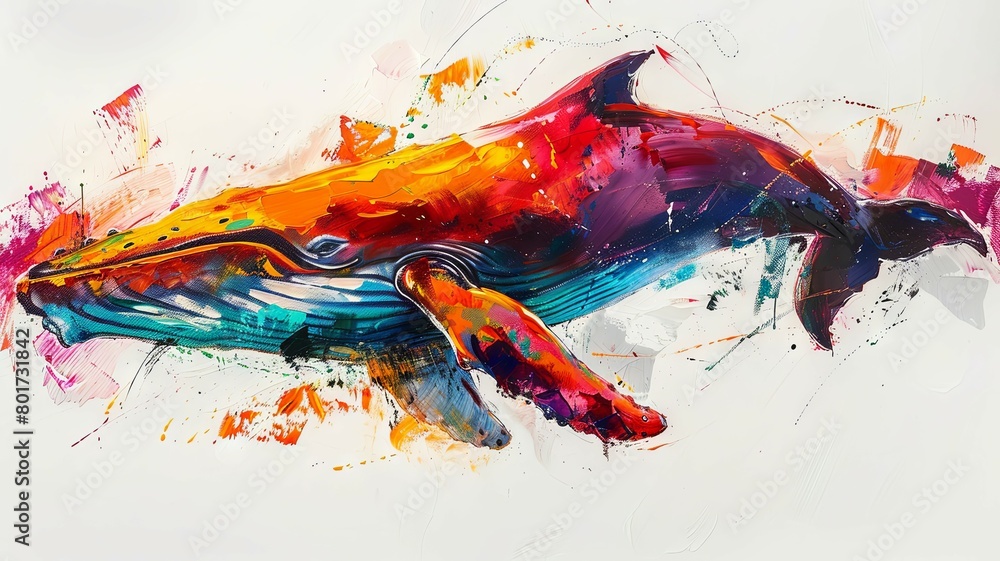 Abstract painted whale with sunset colors - A modern take on marine ...