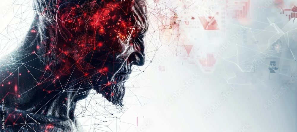 Cruel old satan with copy space background. Evil demonic hell character ...