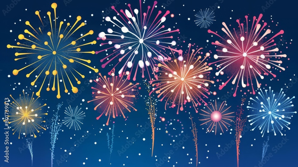 Exploding festival firework Festive show in night sky Flashes of ...