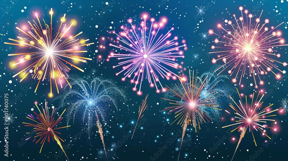 Exploding festival firework Festive show in night sky Flashes of ...