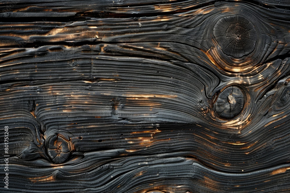 Texture of black and dark brown old wood. Charred and burnt old Board ...