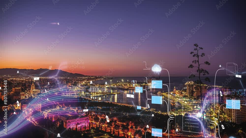 Wireless Network data grid spreading across a city waterfront - CGI ...