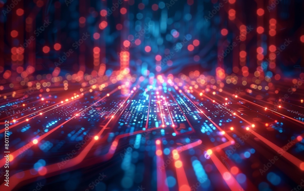 Seamless Loop of Neon Design on Abstract Technology Background / 4k ...