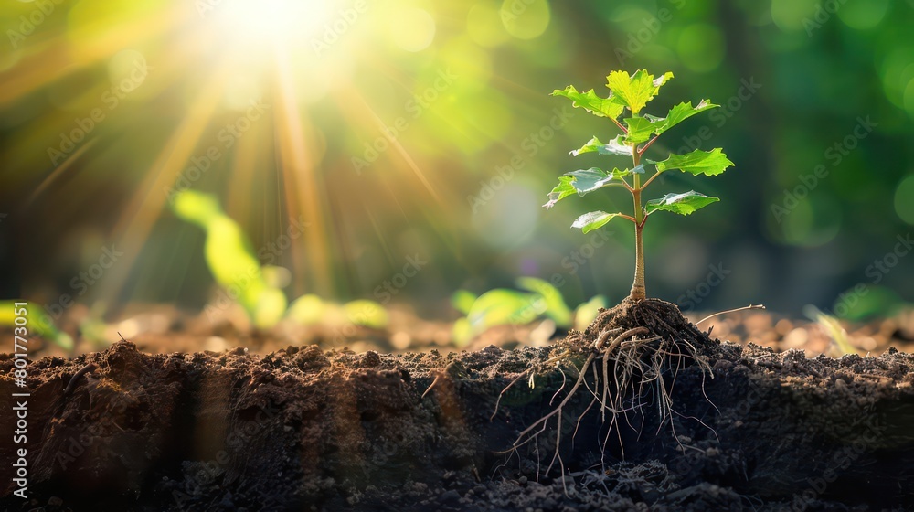 tree roots deep and wide strong and sustainable growth nature Stock ...