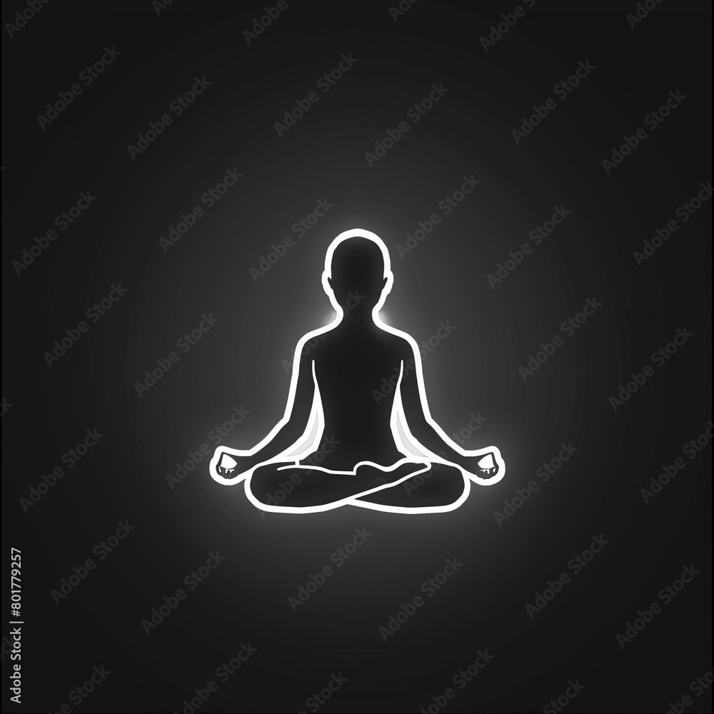 A minimalistic icon featuring a glowing white silhouette of a ...