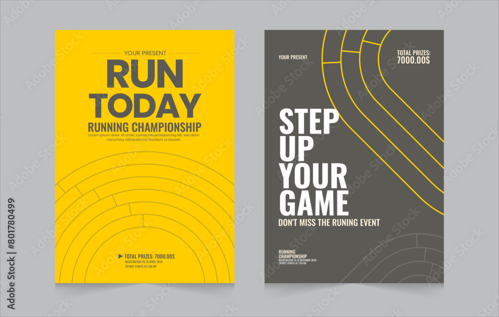 Running event double poster layout. Modern elegant running event ...