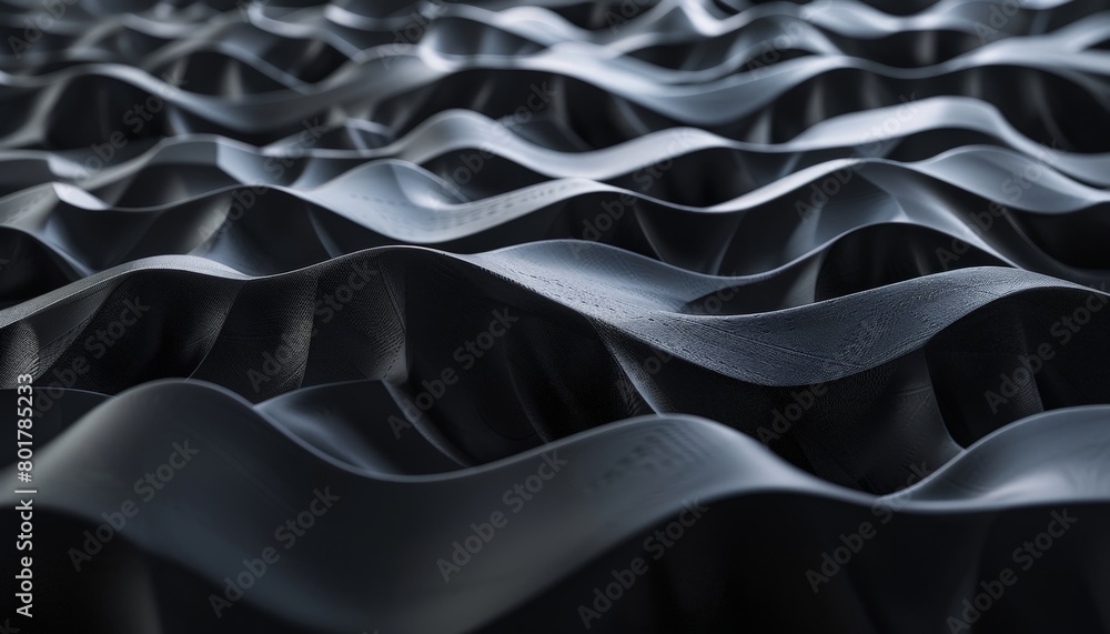 A highresolution of a black 3D background with sharp, angular waves ...