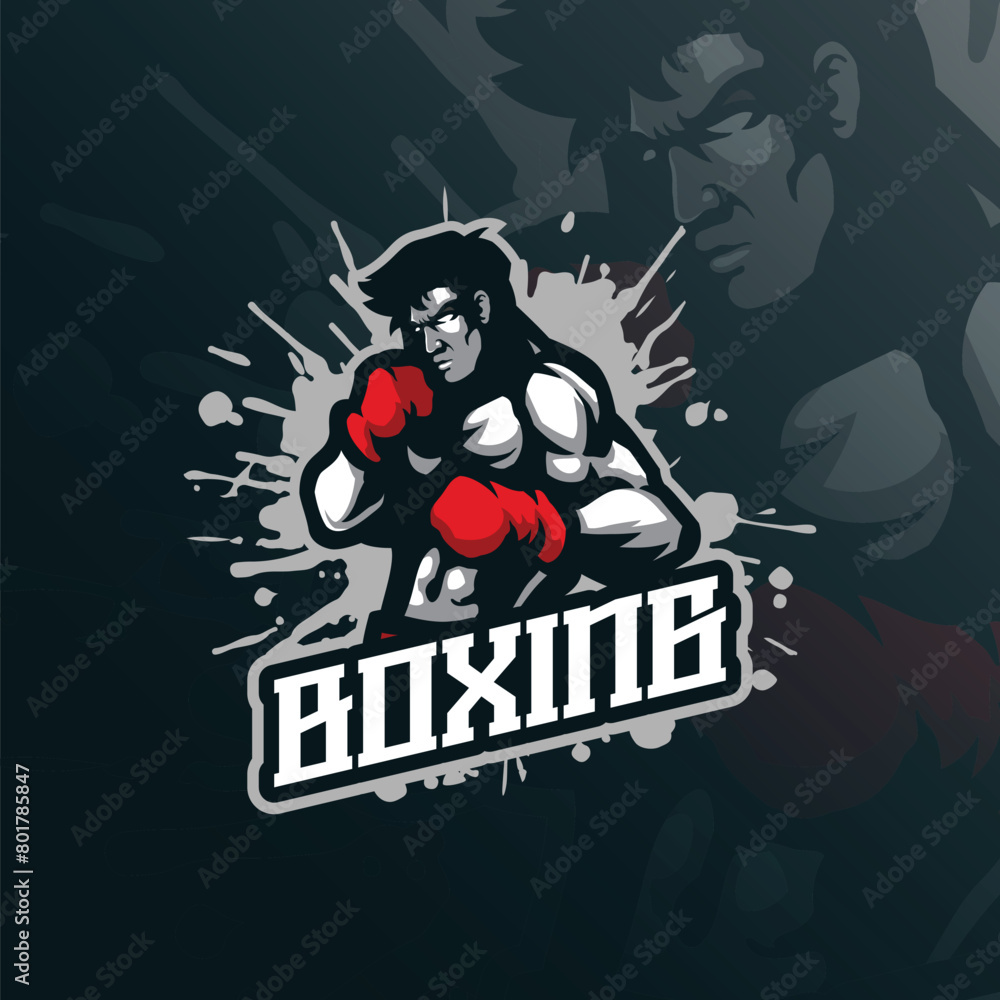 Boxing mascot logo design vector with modern illustration concept style ...