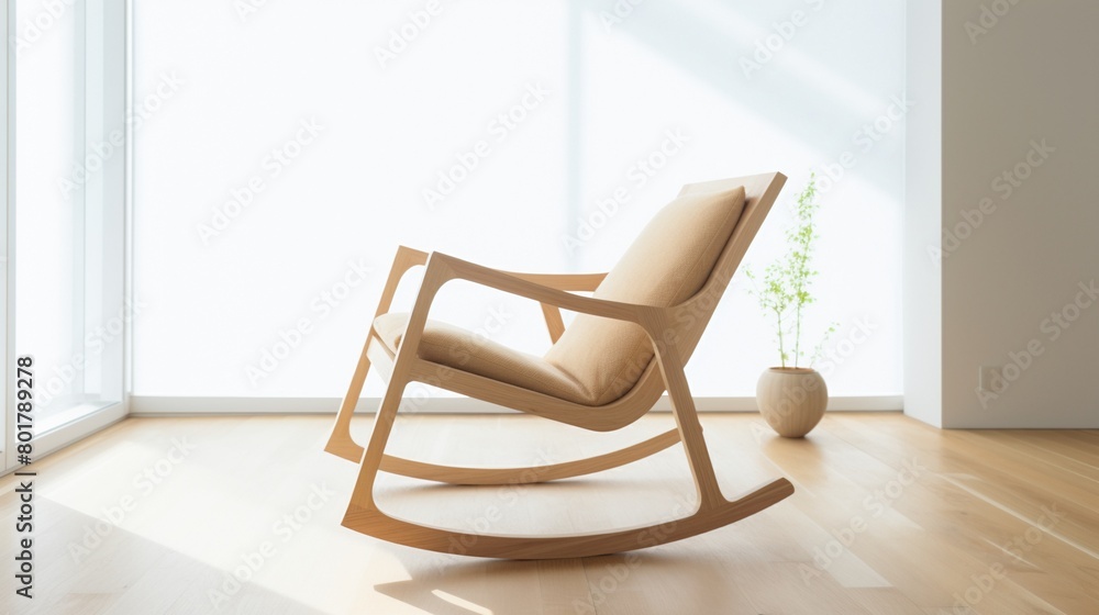 The subtle motion of a minimalist rocking chair brings calming rhythms ...