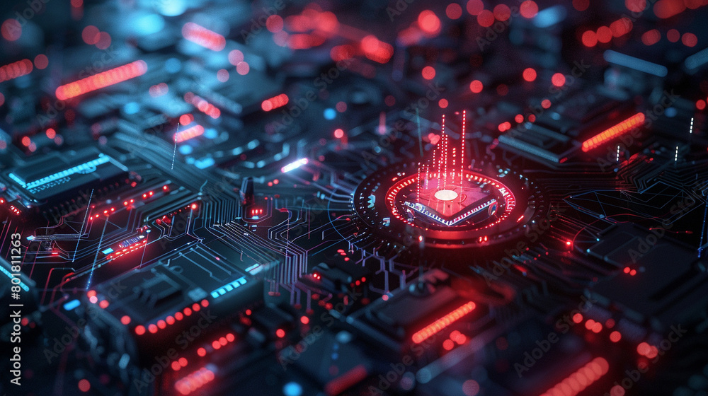 Intrusion detection system warning on a digital interface, signaling a ...