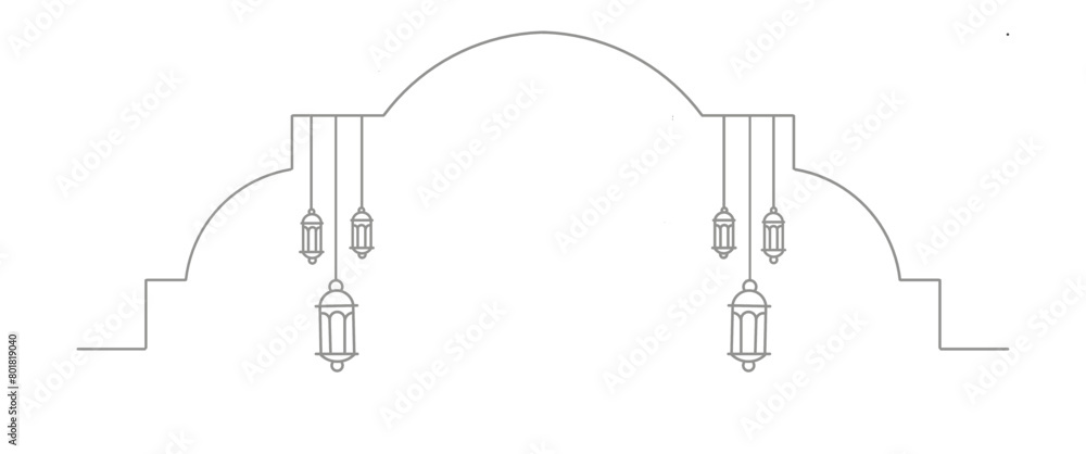 Ied al adha mubarak. Lantern symbol in line art. Ied mubarak icon ...
