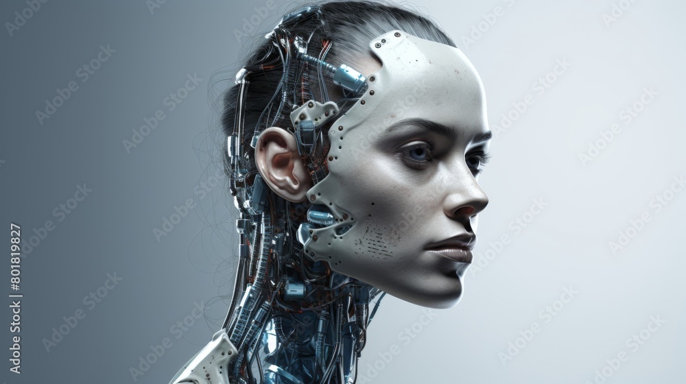 Humanoid robot, Advanced humanoid droid portrait, Futuristic robotic ...