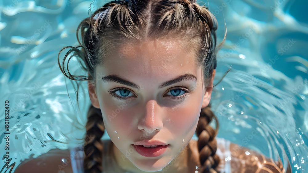 Athletic Braids Hairstyle for White Swimmer: Hydrodynamic Elegance in ...