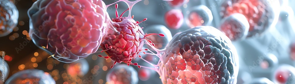 Hyper detailed image of stem cells morphing into different tissues in a ...