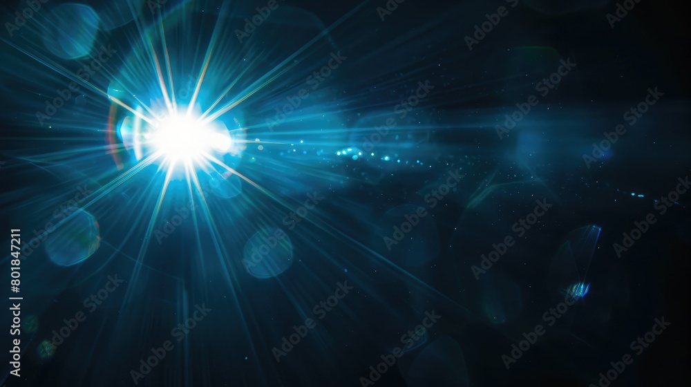 Close up and abstract style capturing many illuminated blue fibre optic ...