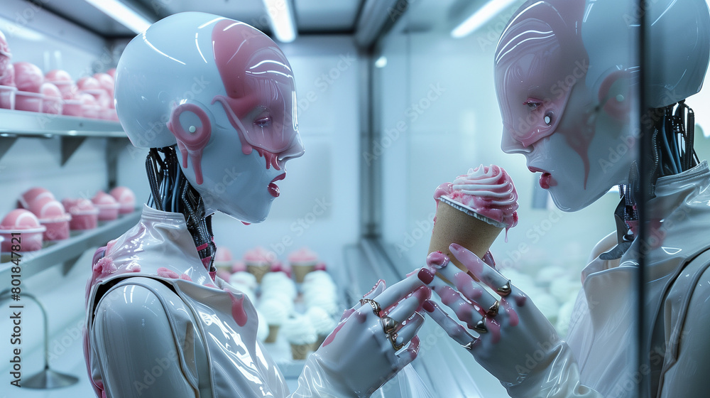 Robotic ice cream party, ice cream party, cyborg and ice cream, weird ...