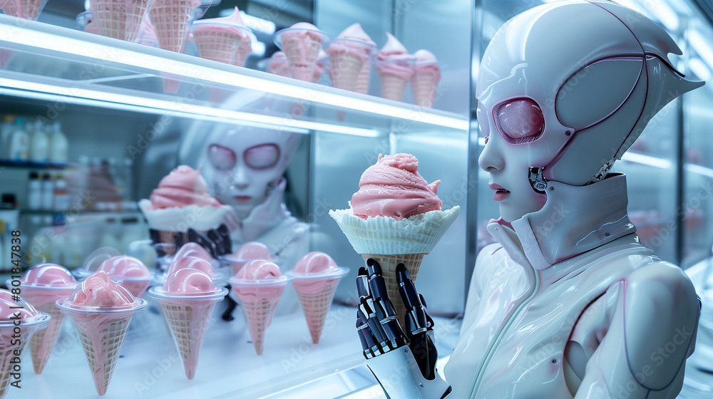 Robotic ice cream party, ice cream party, cyborg and ice cream, weird ...