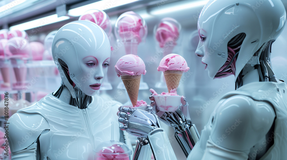 Robotic ice cream party, ice cream party, cyborg and ice cream, weird ...