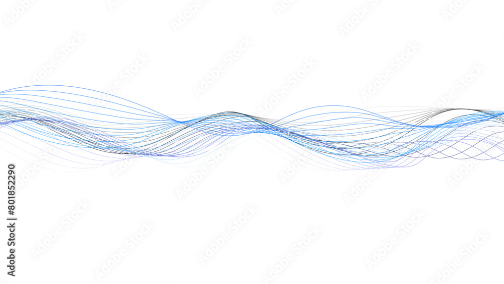 Abstract blue wave lines on transparent background, Blue wave curved ...