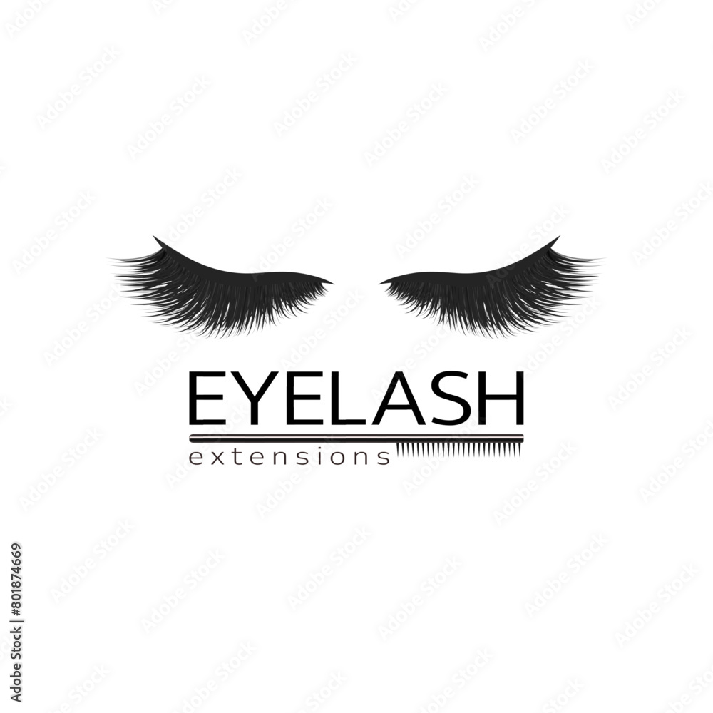 lashes extensions logo vector Illustration. Closed eyelashes logotype ...