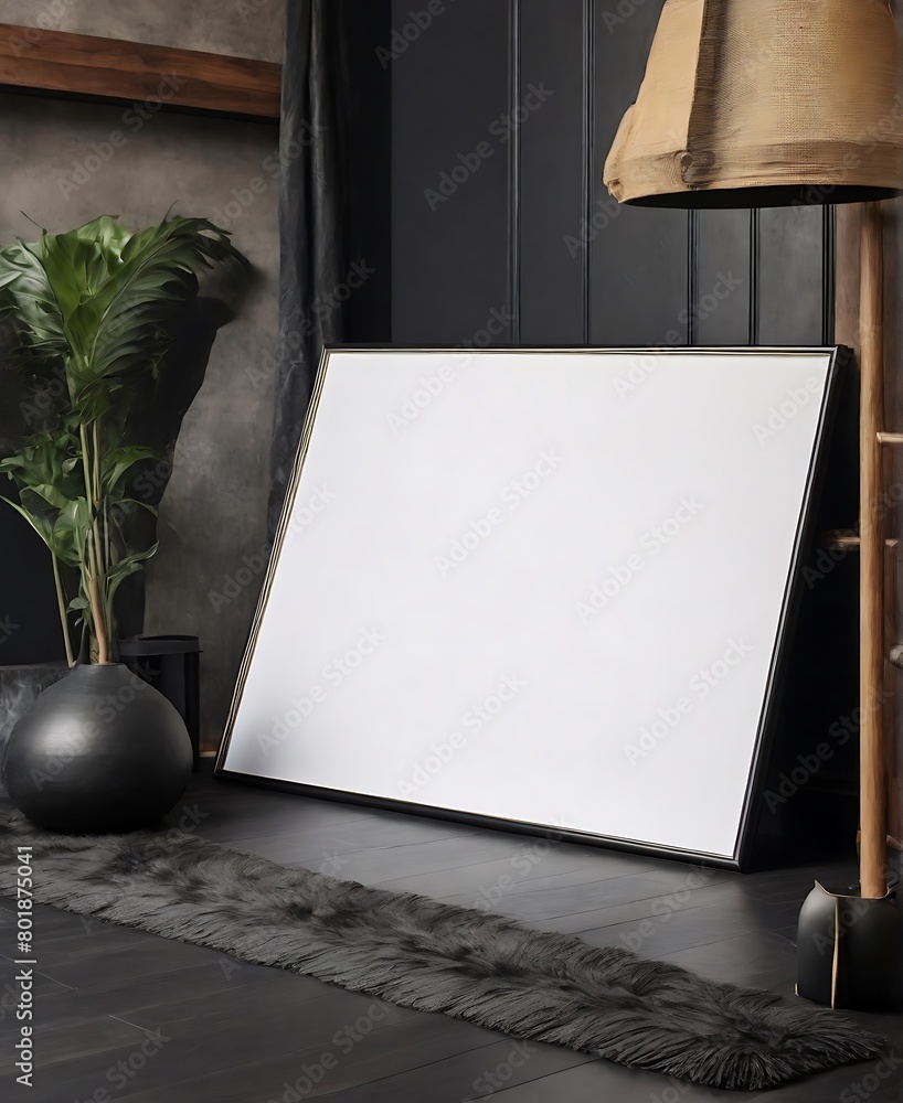 Mock up empty poster frame in modern interior background copy space for ...