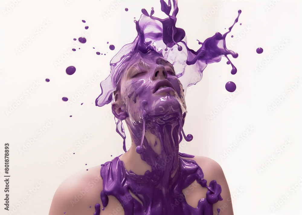 Fashion surreal Concept. Closeup portrait of girl dissolve melting ...