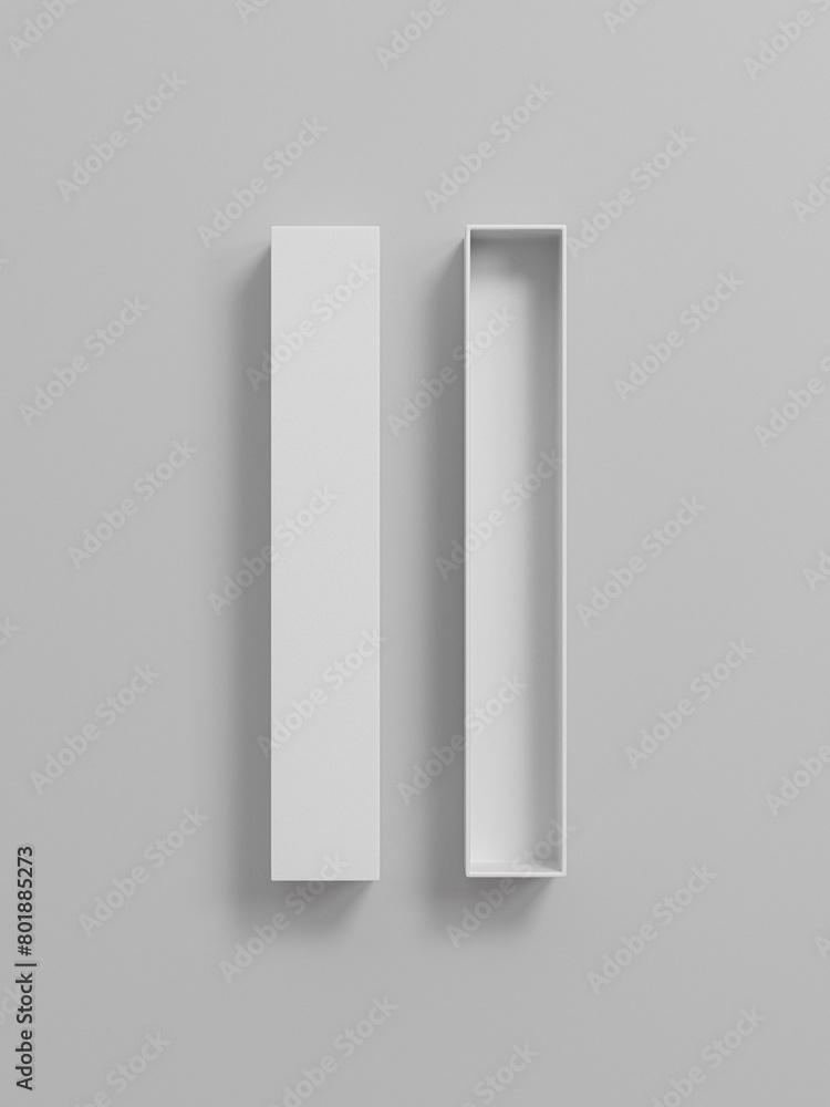 Top view of tall box mockup, open lid rigid box mockup on isolated ...