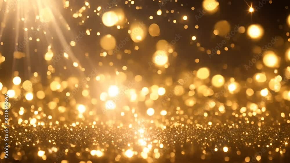 4K 3D loop animation Abstract festive motion background shining gold bokeh. Shimmering sparkling ...
