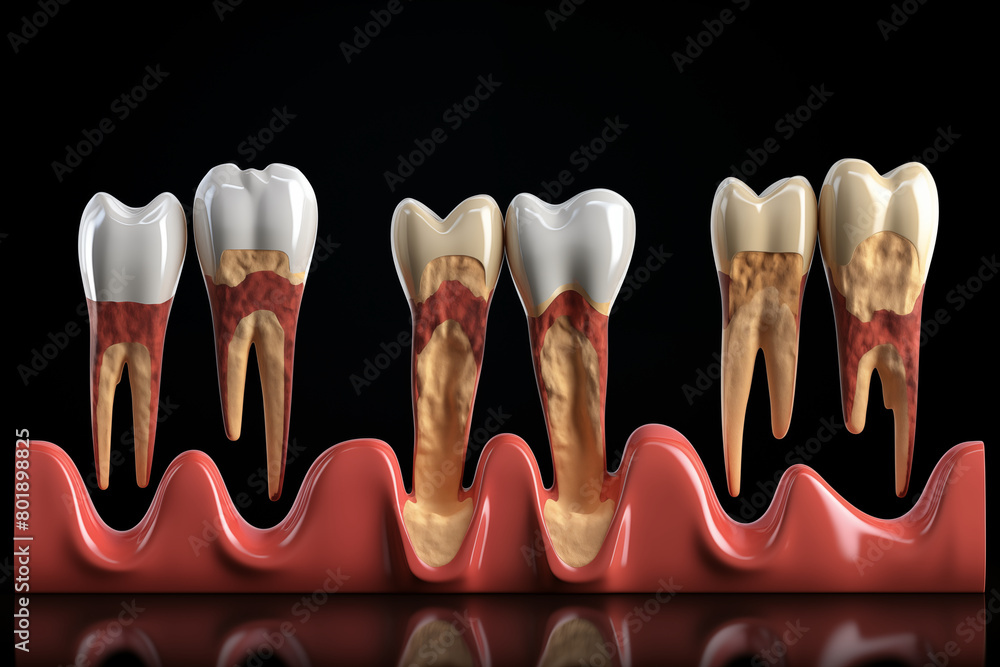 Composite image showing the stages of tooth eruption from primary to ...
