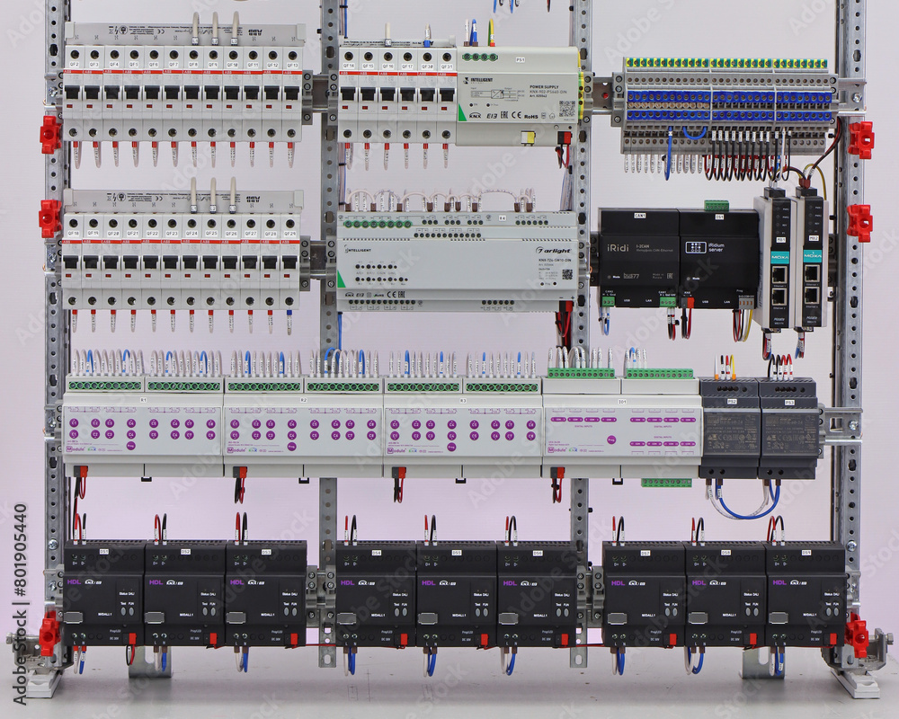 Foto de An electric switchboard with modules for protection and control ...