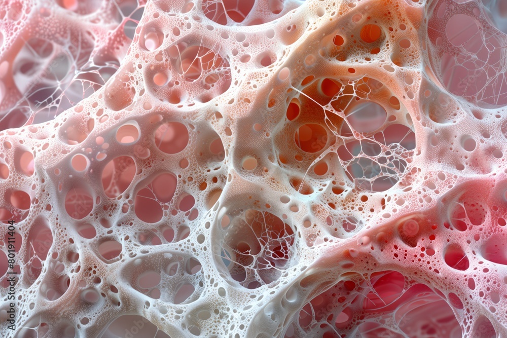 Healthy bone cell structure macro. Abstract structure of bone tissue ...