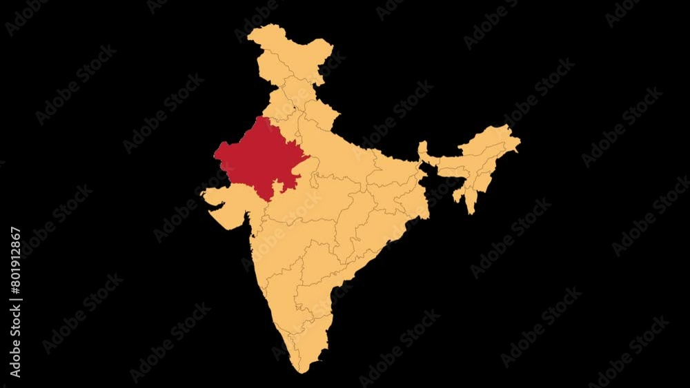 Rajasthan map animated video. Rajasthan location in India highlighted ...