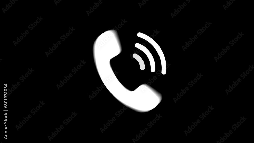 Incoming call icon animation Black And White . Alpha channel ...