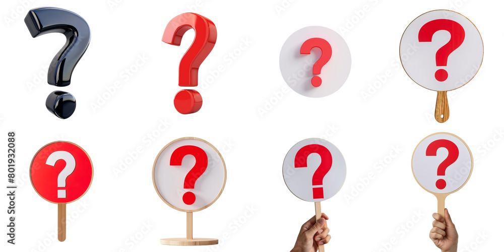 Question mark png collection 3d transparent for product presentation ...