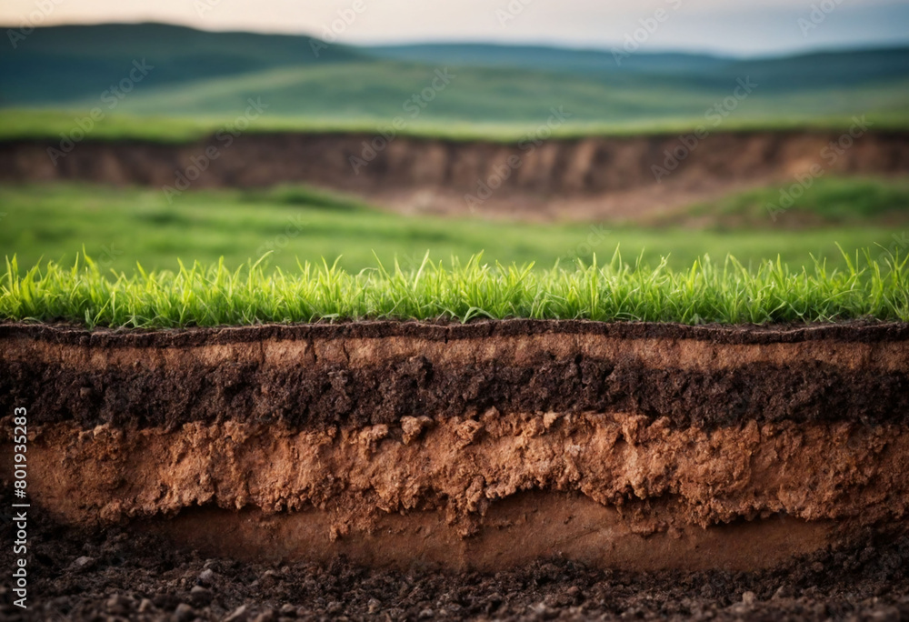 Underground soil layer of cross section earth, erosion ground with ...