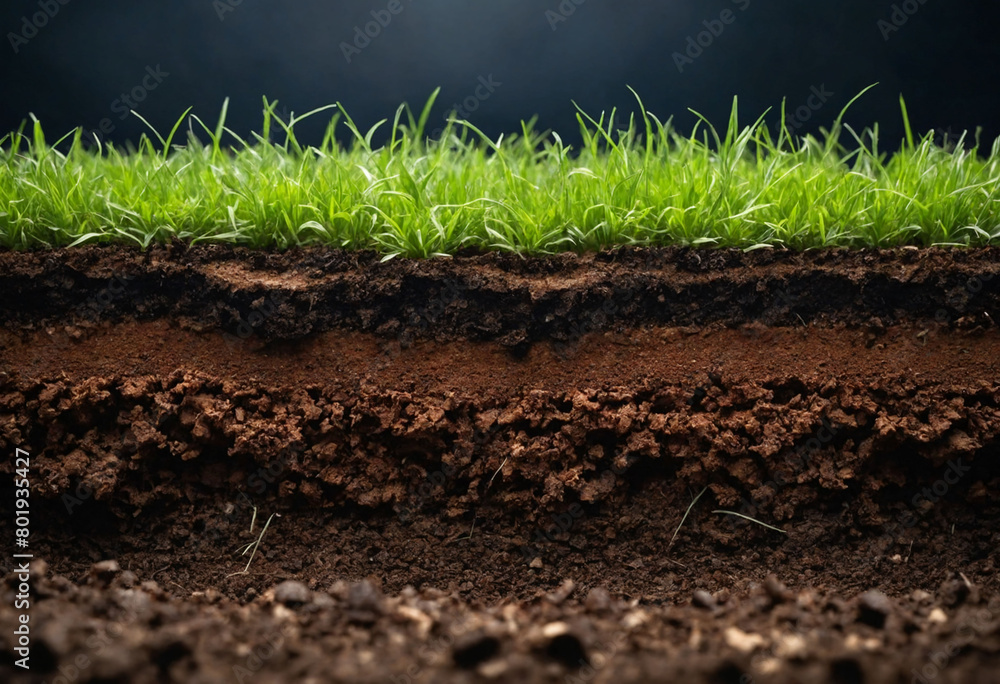 Underground soil layer of cross section earth, erosion ground with ...